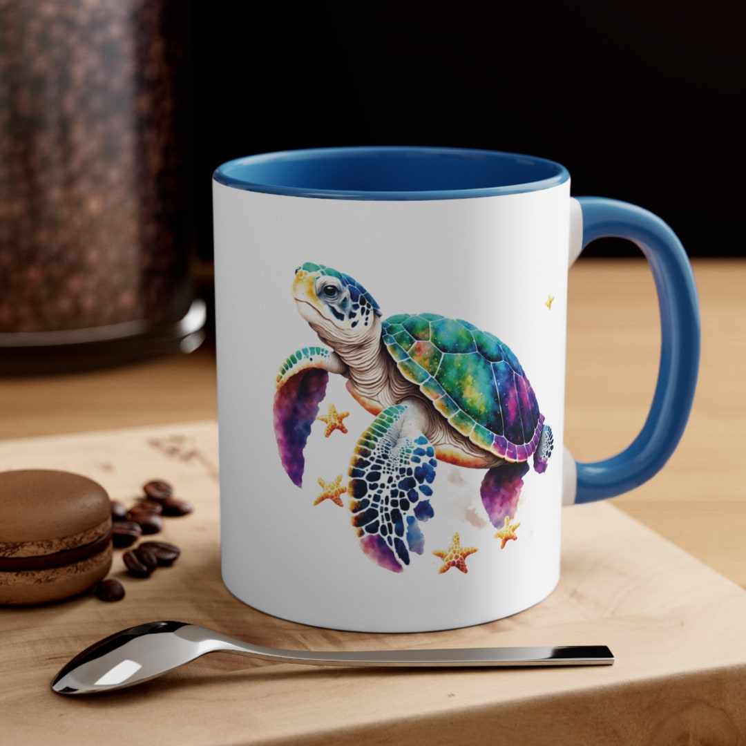 Turtle Coffee Mug, Blue Mug, Pink Coffee Mug, Black Coffee Mug ...