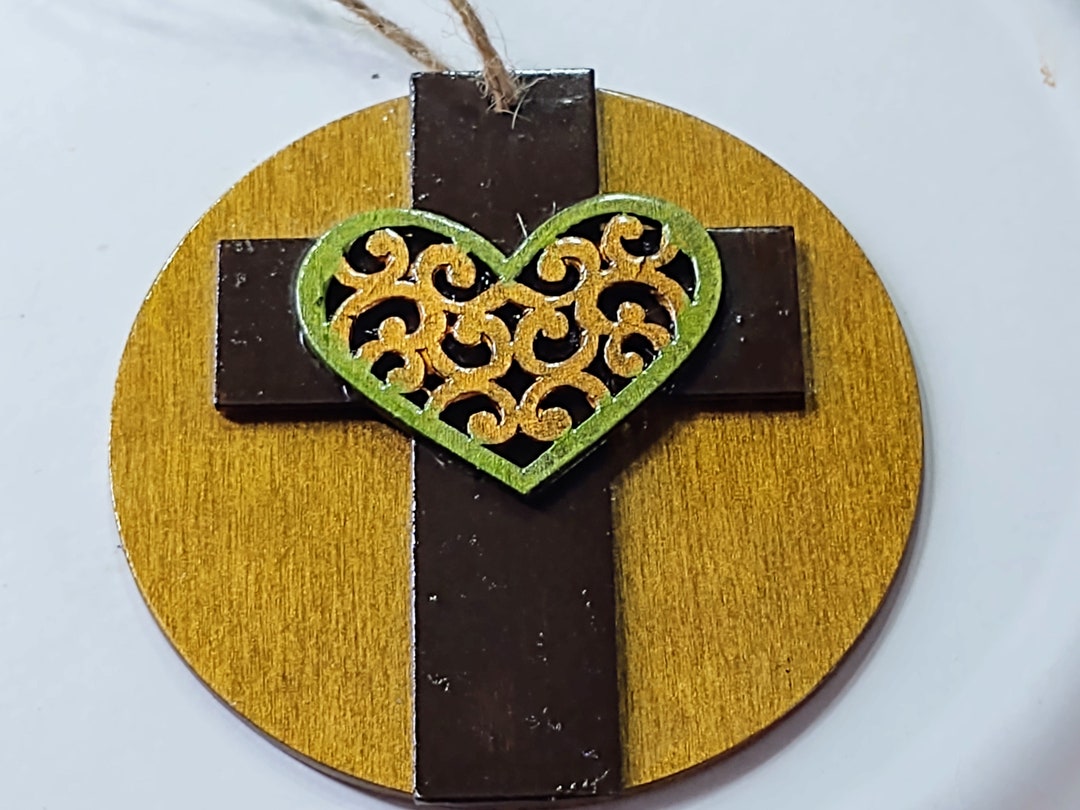 Handmade Cross W/heart Wooden Design Piece - Affordable - Etsy