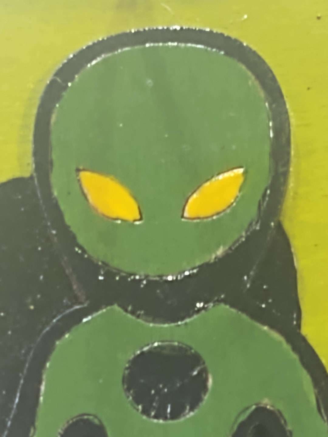 Hand Decorated Green Alien Wooden Design Piece With Green/black ...