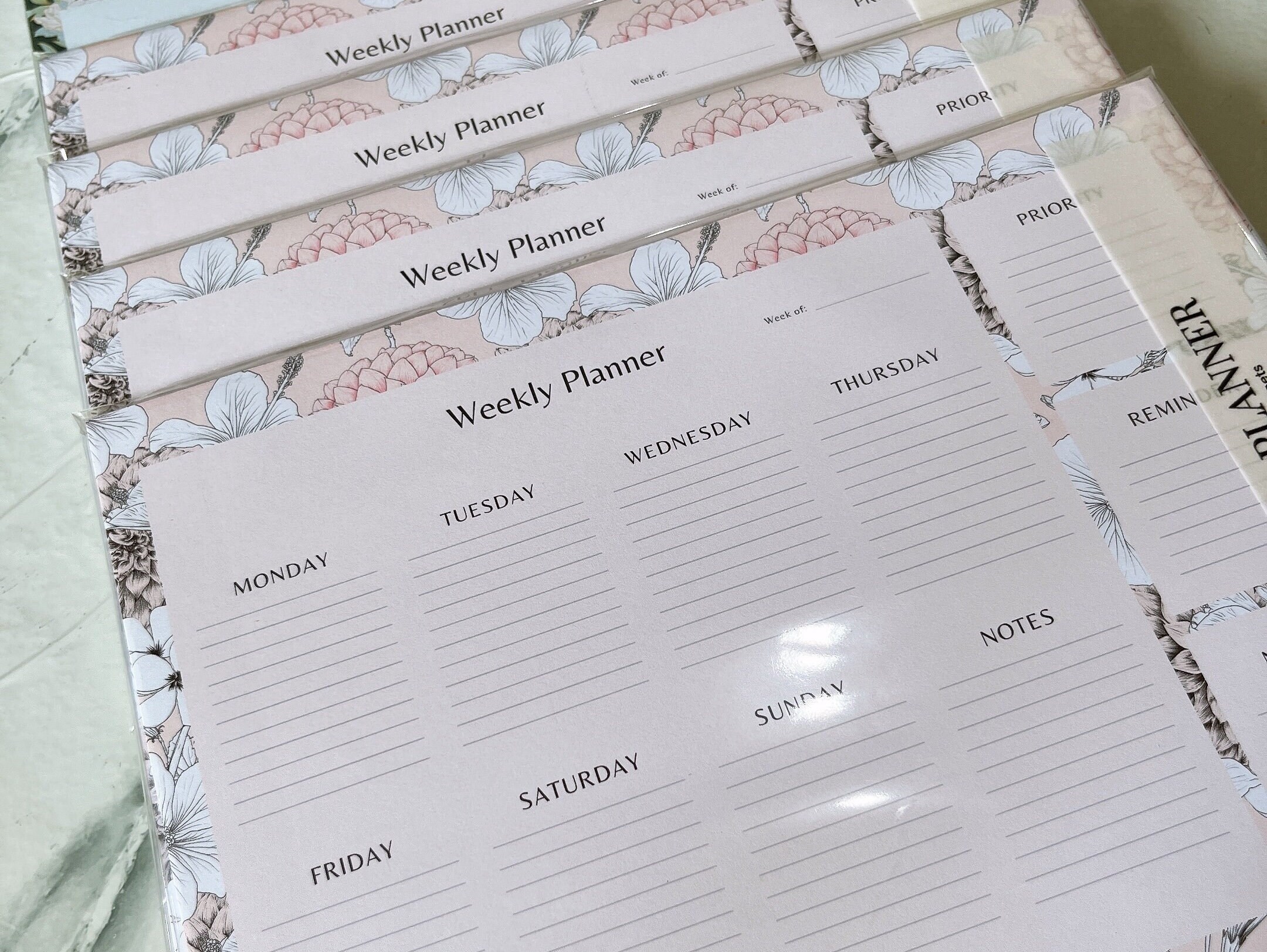 Pink Floral Printable Weekly Planner Undated Aesthetic Organizer ...