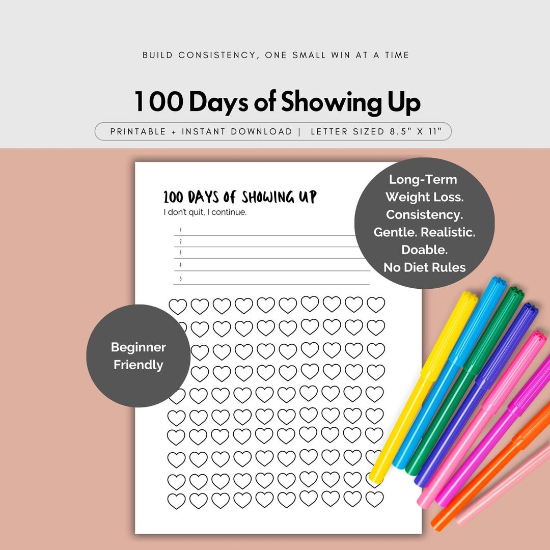 100 Days Weight Loss Habit Tracker | Daily Wins Printable (PDF Download ...