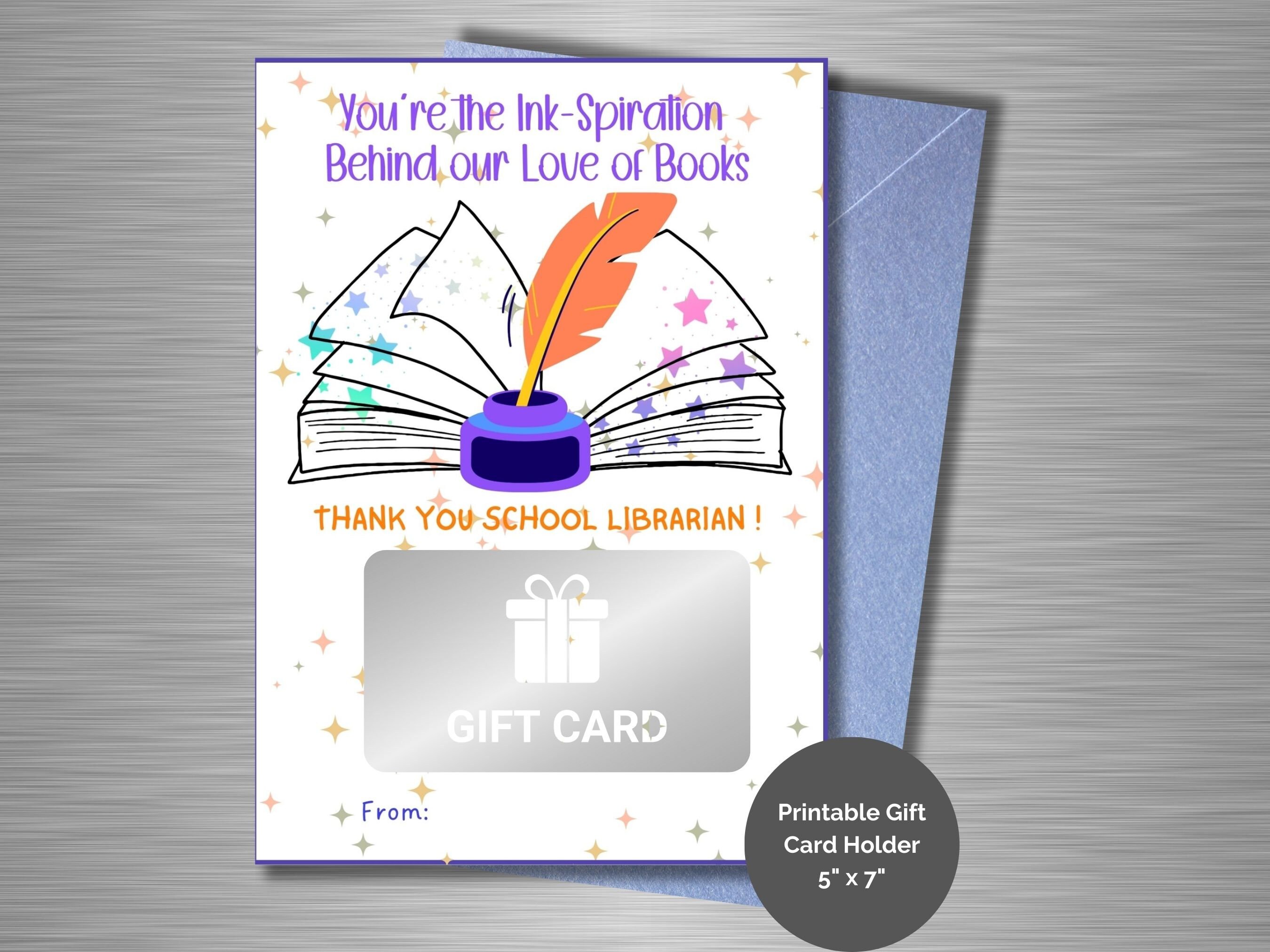 School Librarian Appreciation Gift Card Holder Printable, Thank You ...