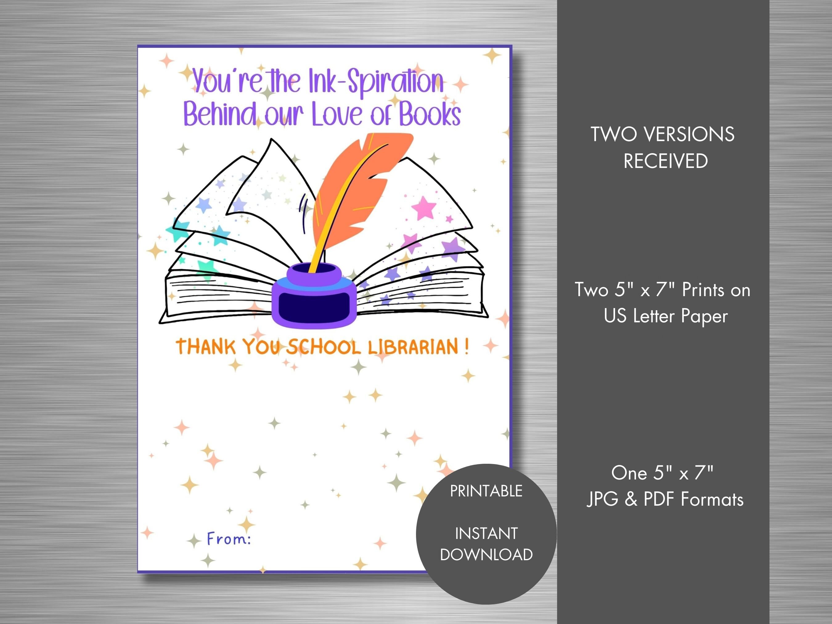 School Librarian Appreciation Gift Card Holder Printable, Thank You ...