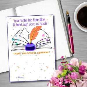School Librarian Appreciation Gift Card Holder Printable, Thank You ...