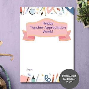 Teacher Appreciation Week Gift Card Holder Printable - Etsy