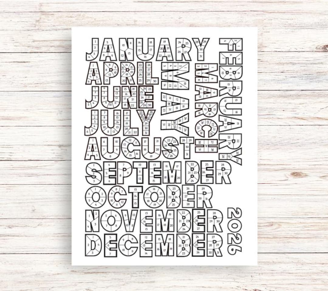 12 Month Coloring Habit Tracker for 2026; Printable PDF Download | A4 ...