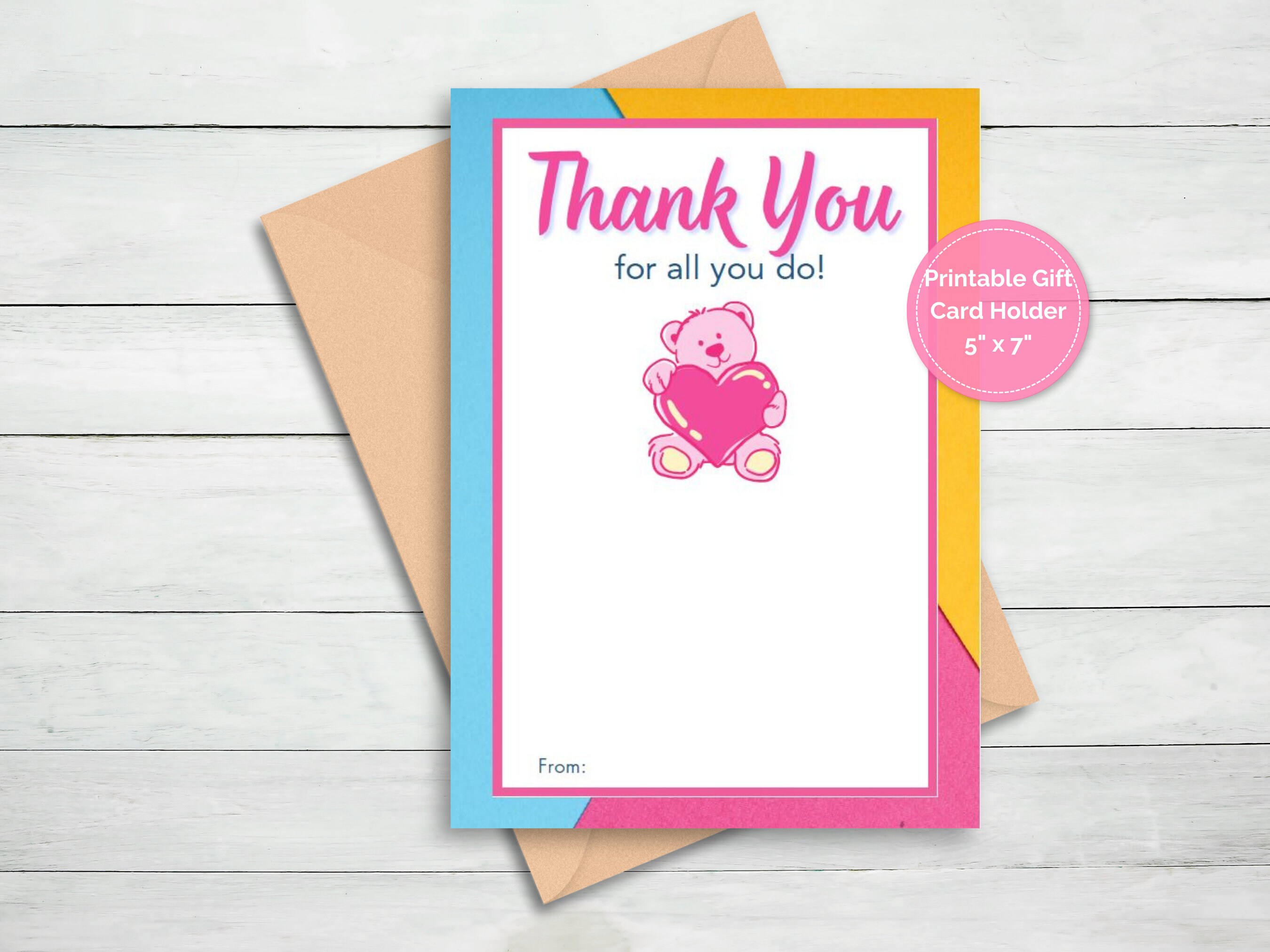 Thank You Gift Card Holder Printable - Etsy