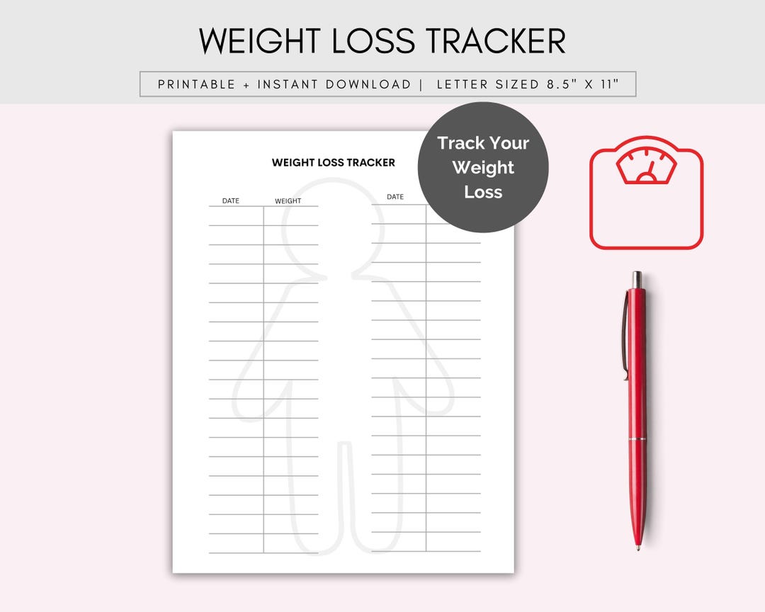 Printable Weight Loss Tracker PDF | 8.5x11 Fitness & Wellness Journal ...