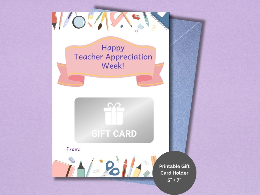 Teacher Appreciation Week Gift Card Holder Printable - Etsy