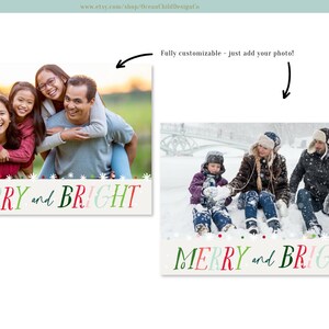 Editable Christmas Card - Merry and Bright Colorful Photo Card ...