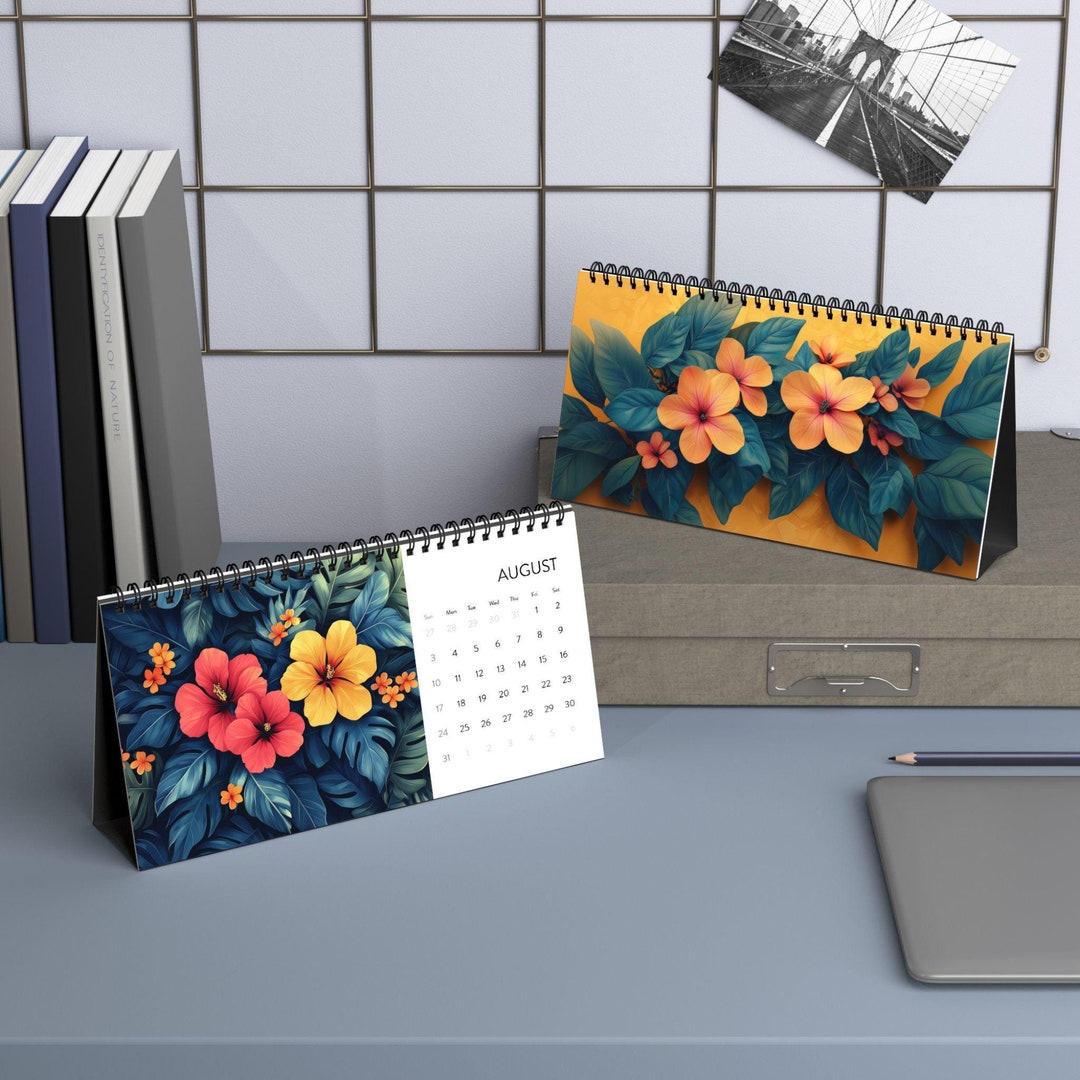 2025 Flowers Desk Calendar Yearly Wall Planner Monthly Scheduler Office ...