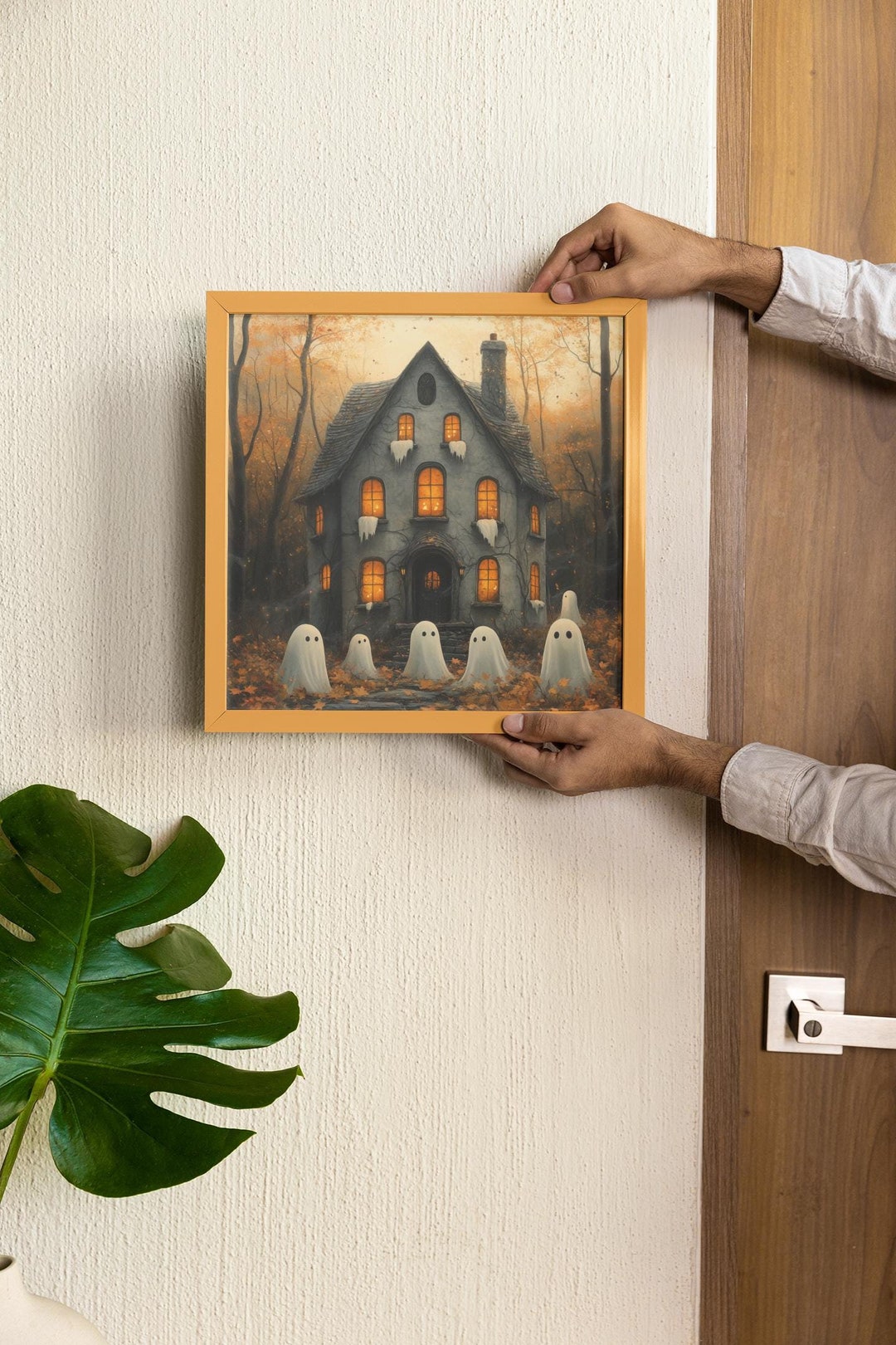 Haunted House Halloween Poster Printable Ghost Wall Art Trick-or-treat ...