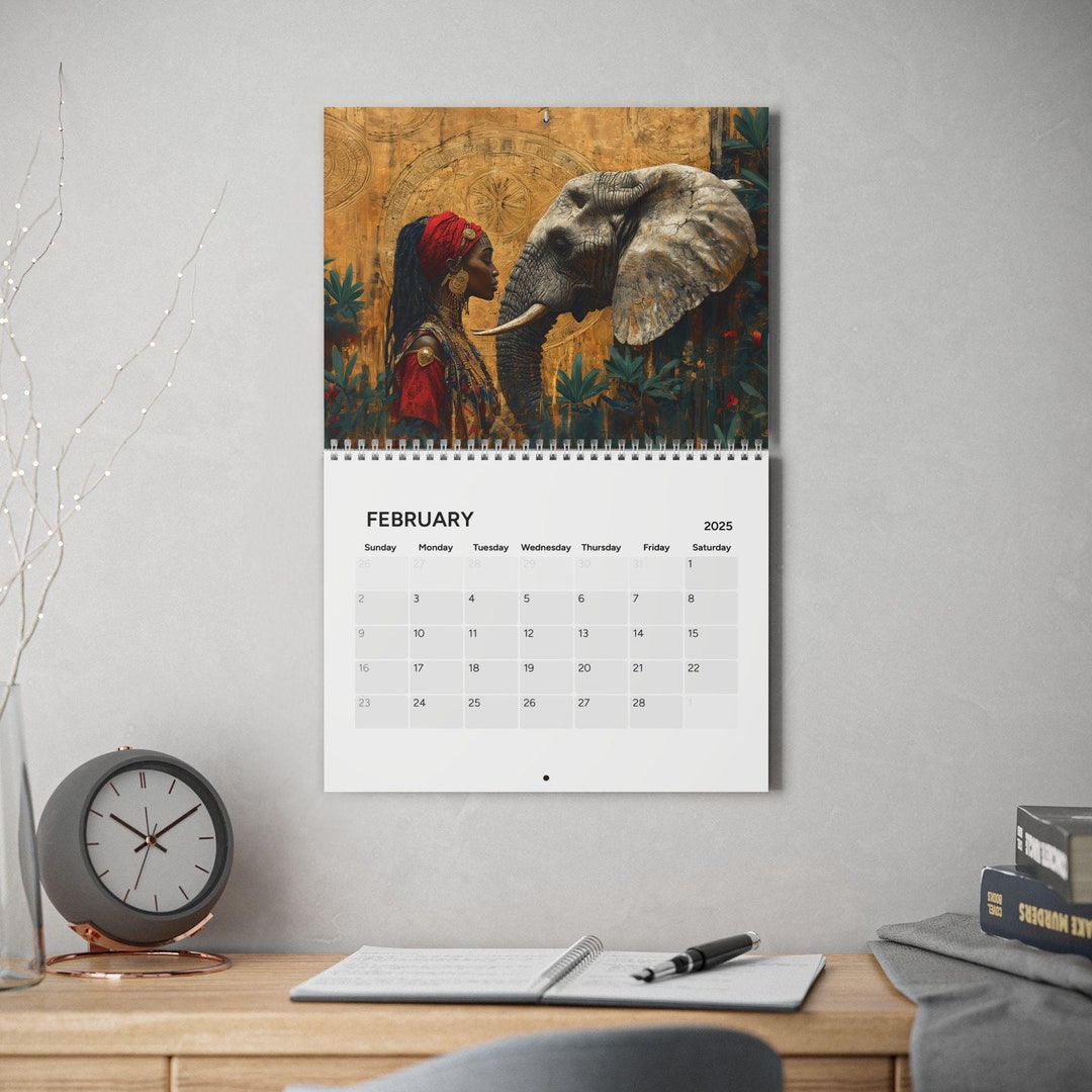 2025 African Art Wall Calendar Yearly Planner Monthly Scheduler Office ...
