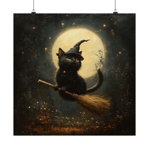 Cat Halloween Spooky Wall Art Poster Print, Witchcore Home Decor, Cat ...