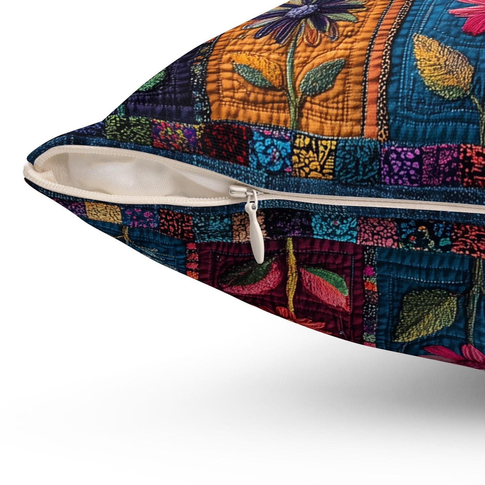 Ethnic Floral Patchwork Pillow Traditional Bohemian Desi Pakistani ...