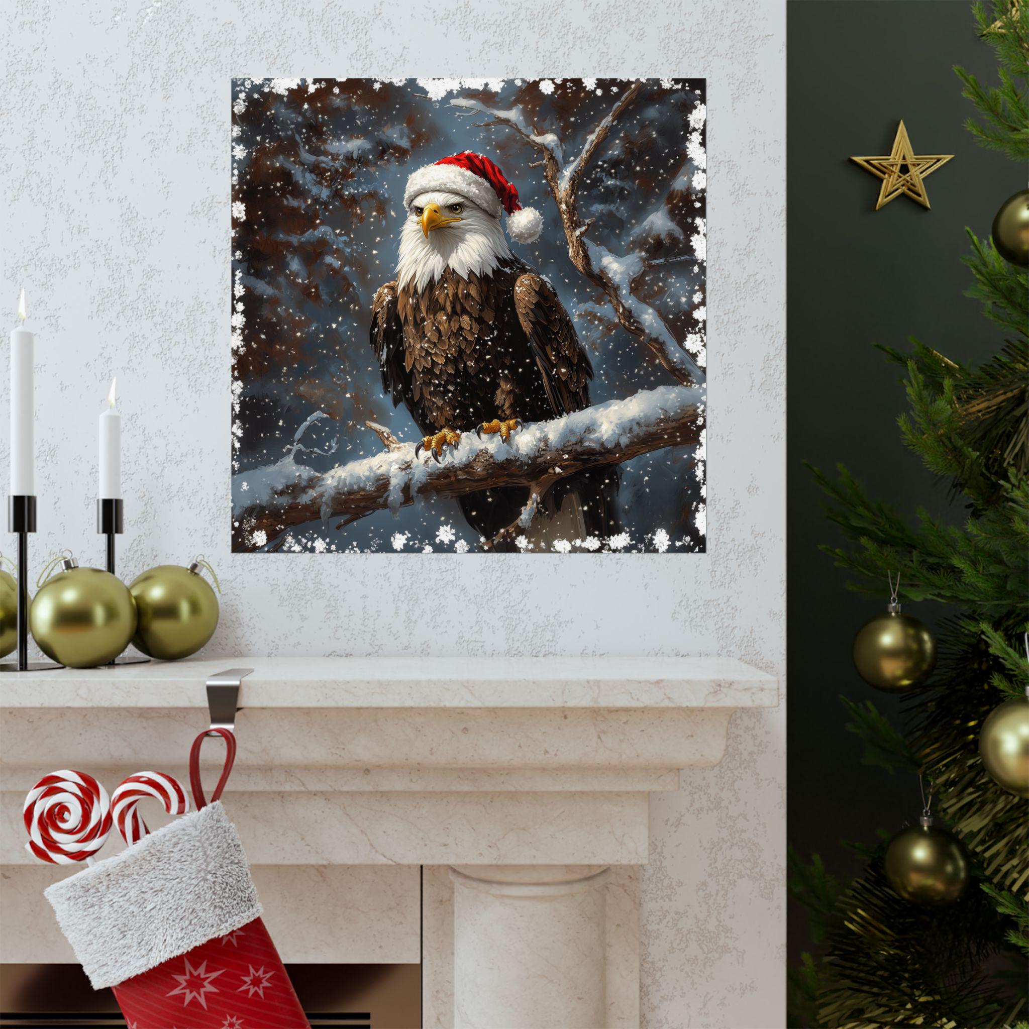 American Bald Eagle Christmas Wall Art Printable Poster Xmas Decor ...