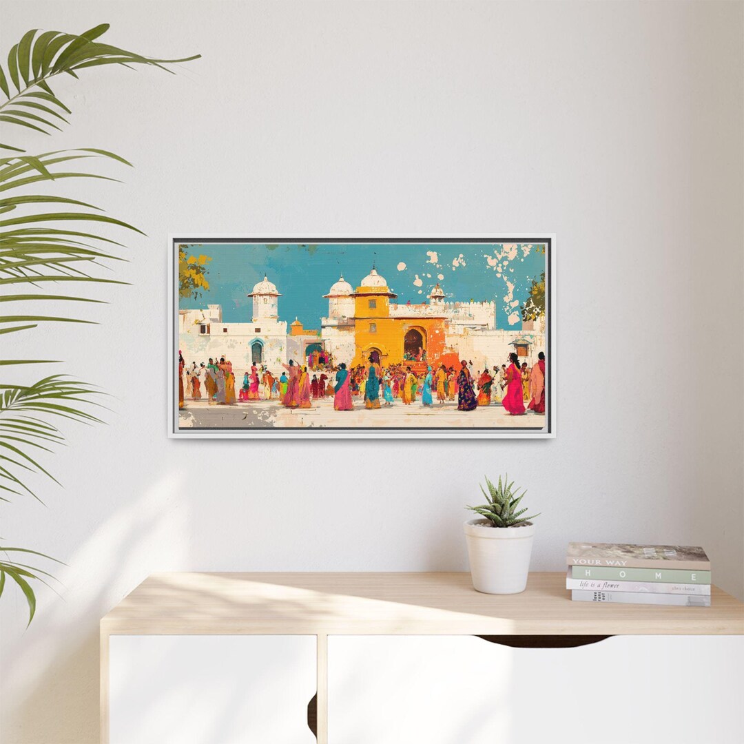 Mughal Style Palace Matte Canvas Painting Framed Wall Art (multicolor ...