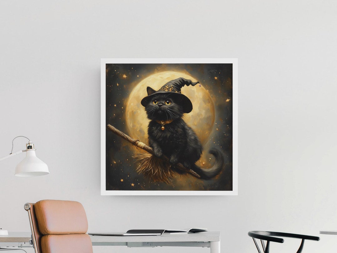 Cat Halloween Spooky Wall Art Poster Print, Witchcore Home Decor, Cat ...