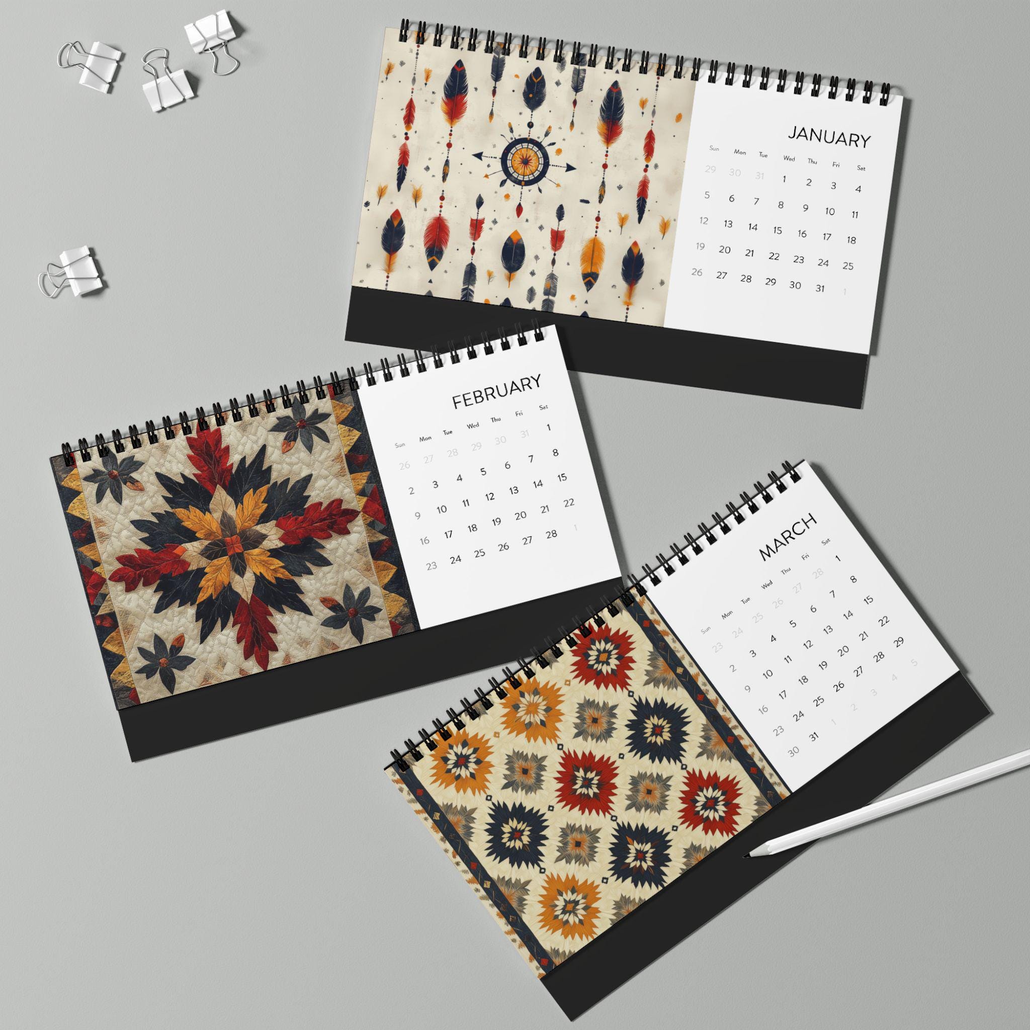 2025 Native American Art Desk Calendar Yearly Monthly Scheduler, Office ...