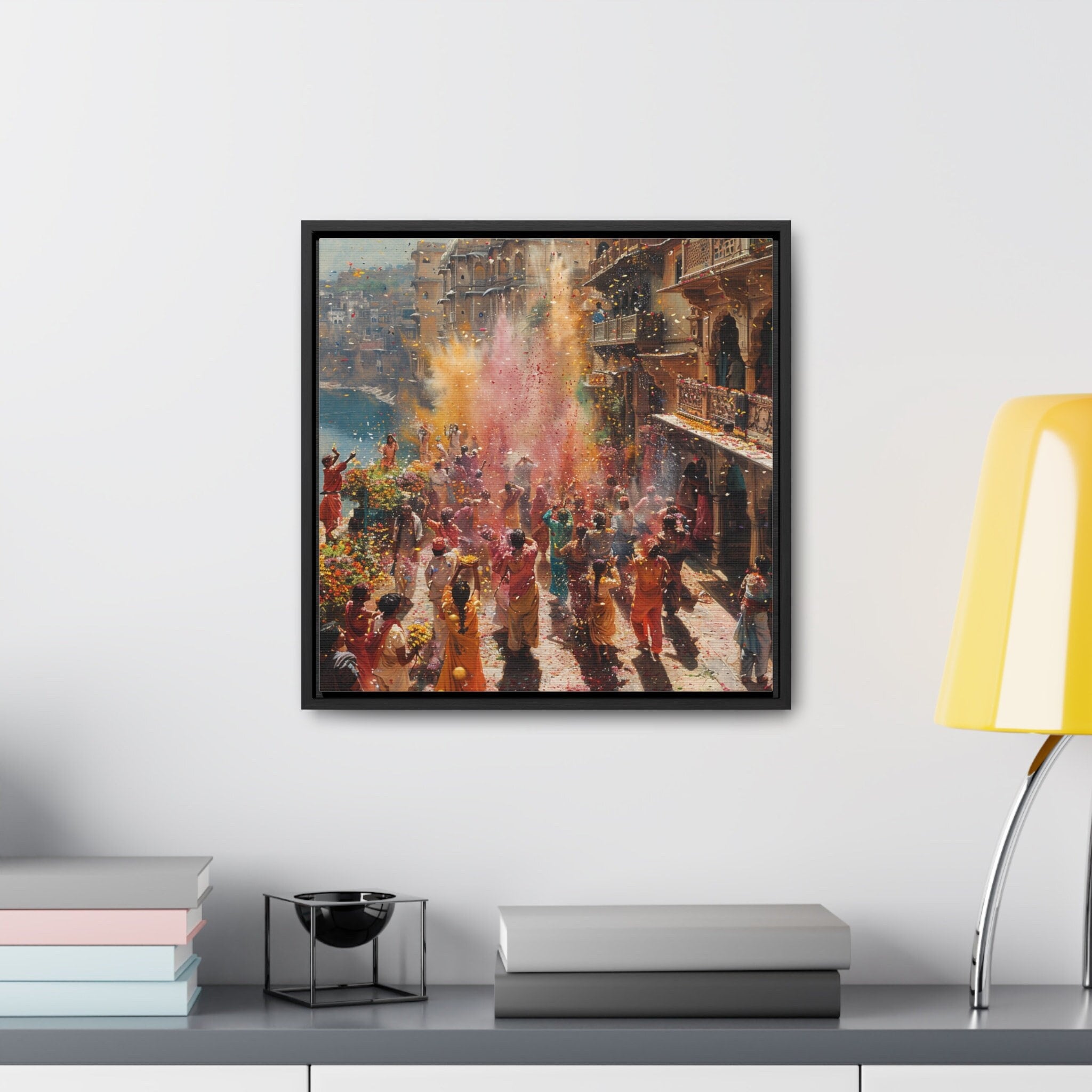 Sindhi Village Art Painting, Gallery Canvas Square Frame, Mughal Palace ...