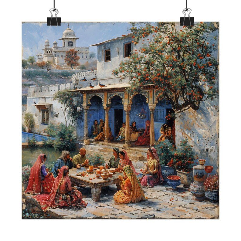Sindhi Village Art Painting Printable Poster, Mughal Palace Afghan ...