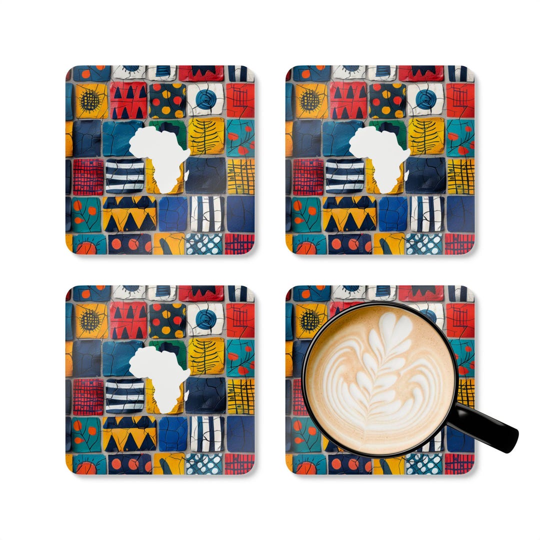 African Style Coasters Afro Ethnic Traditional Art Black Culture Boho ...
