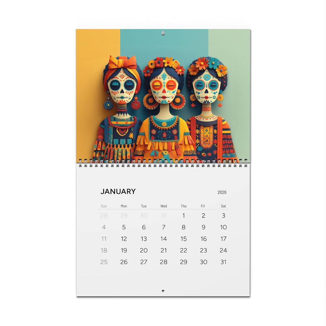 2026 Mexican Art Wall Calendar, Sizes 11x8.5 & 14x11.5 Yearly Planner ...