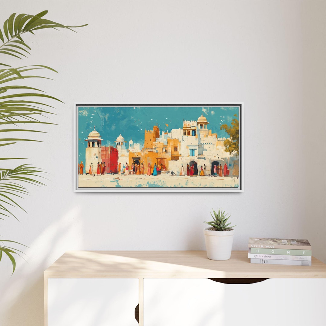Mughal Style Palace Matte Canvas Painting Framed Wall Art (multicolor ...