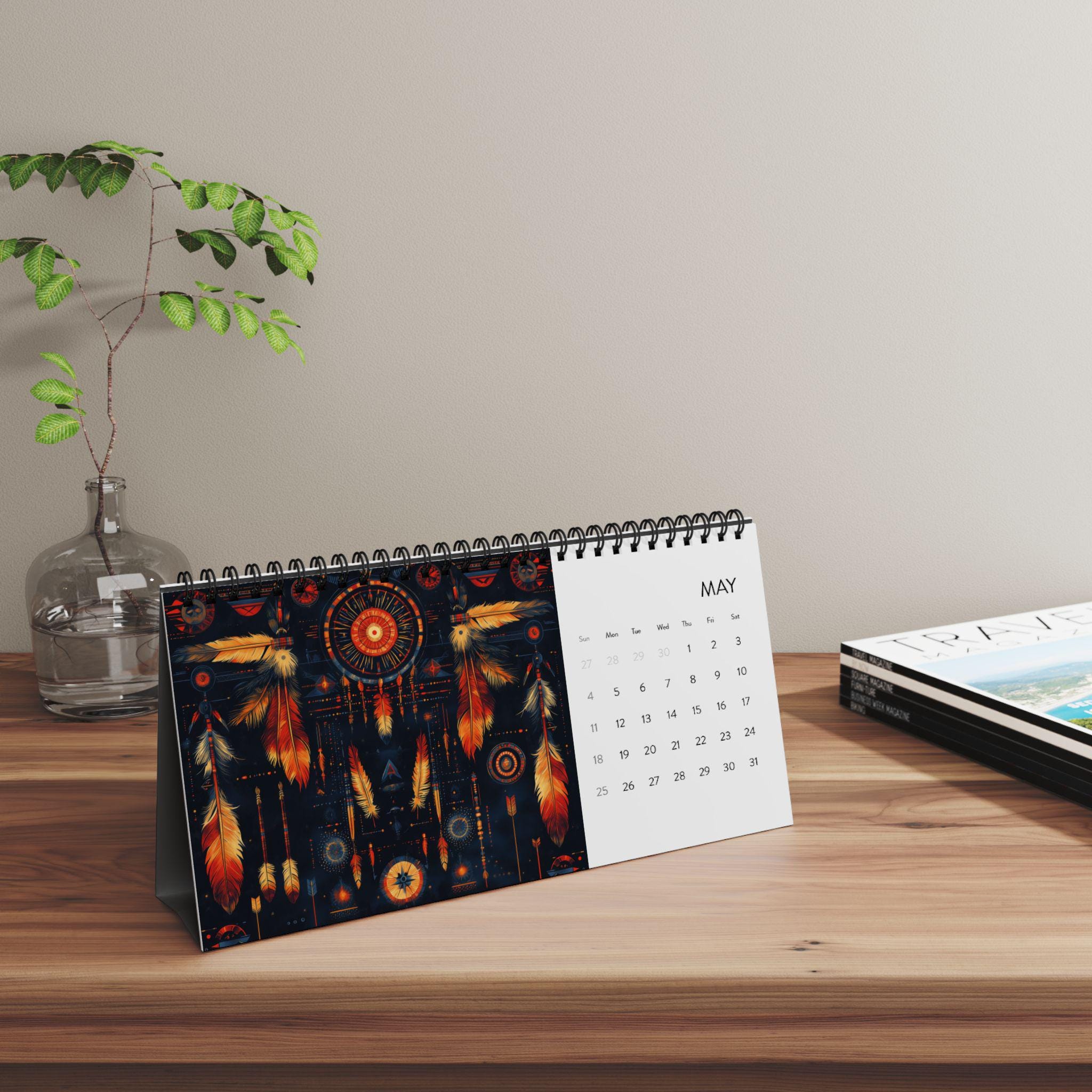 2025 Native American Art Desk Calendar Yearly Monthly Scheduler, Office ...