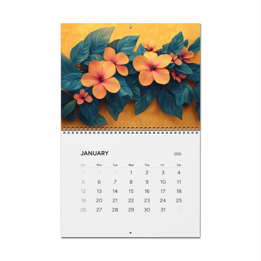 2025 Flowers Wall Calendar Yearly Wall Planner Monthly Scheduler Office ...