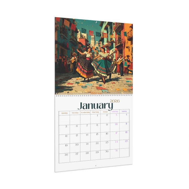2026 Mexican Art Wall Calendar, Sizes 11x8.5 & 14x11.5 Yearly Planner ...