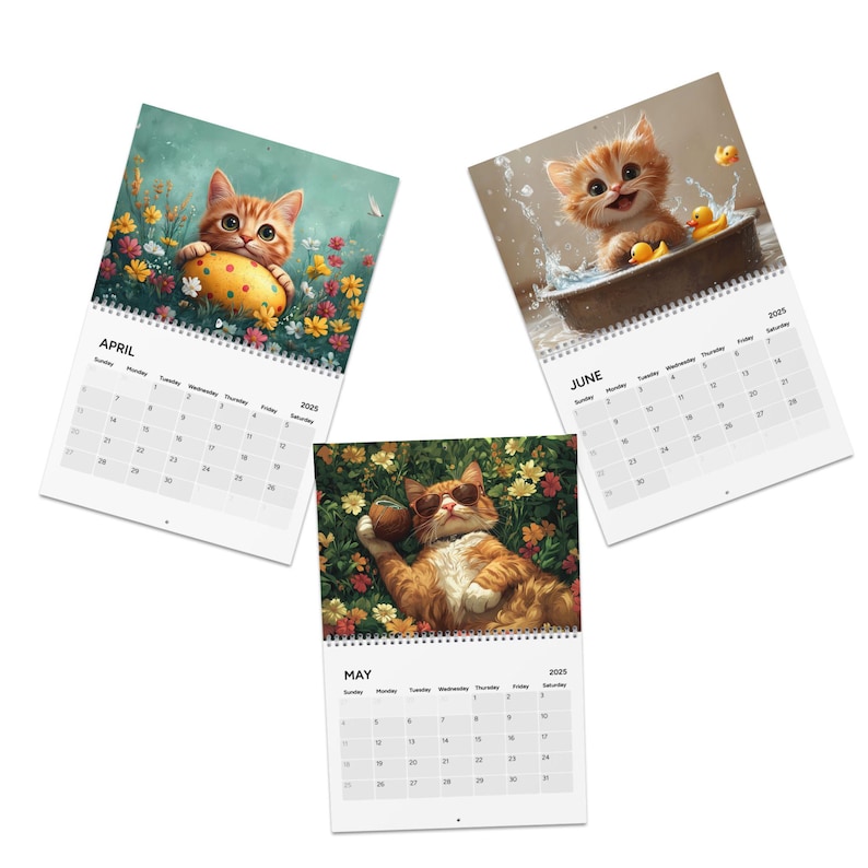 Kittens Wall Calendar 2025 Monthly Cat Illustrations, Cat Lover Gift ...