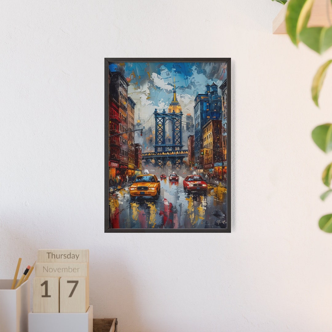 New York City Manhattan - Posters With Wooden Frame American Art Print ...