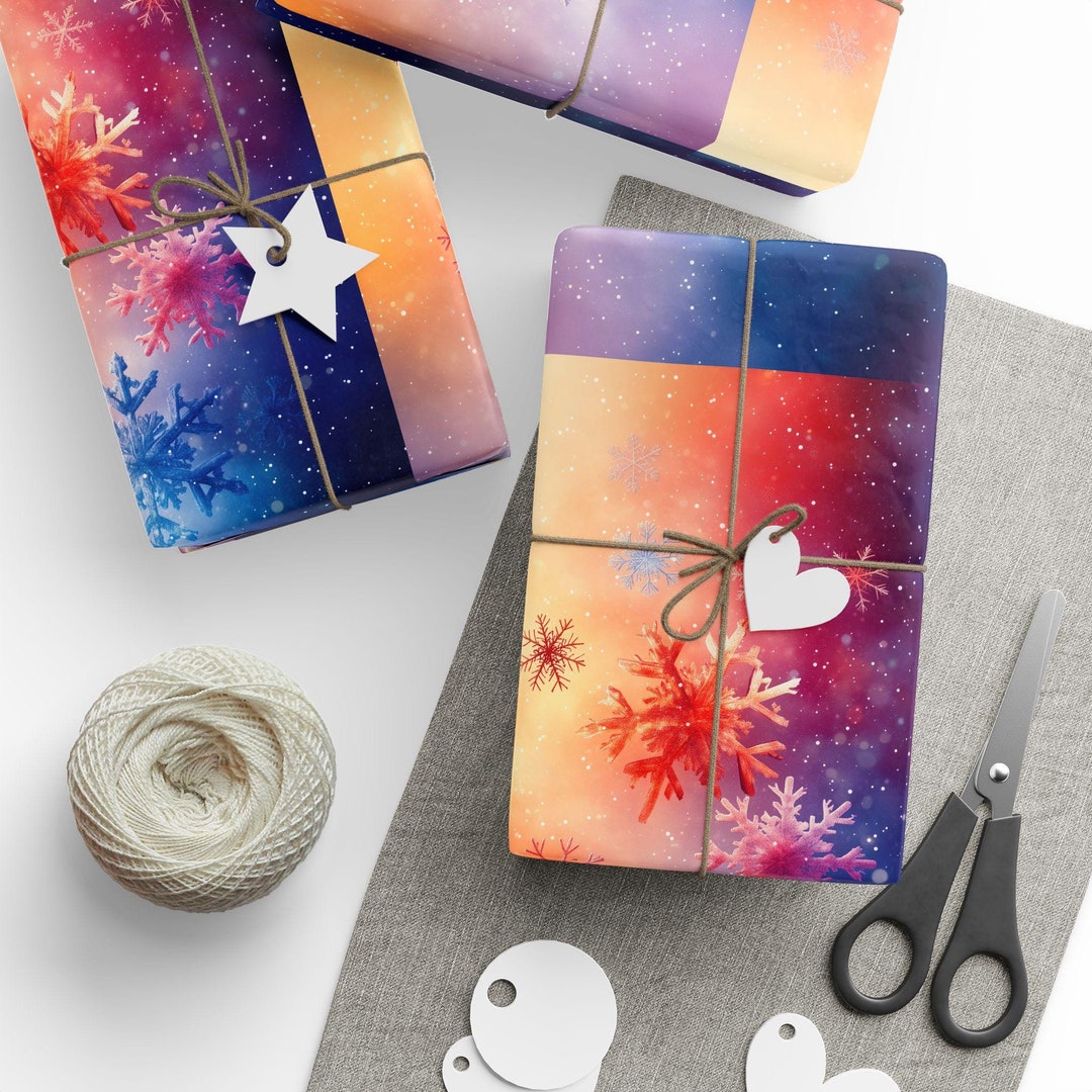 Christmas Snowy Holiday Wrapping Paper Gift Boxes Candy Joyful Festive ...