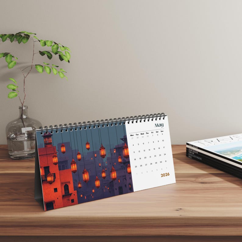 2026 Islamic Art Office Desk Calendar, Size 10" X 5" Minimalist Ramadan ...