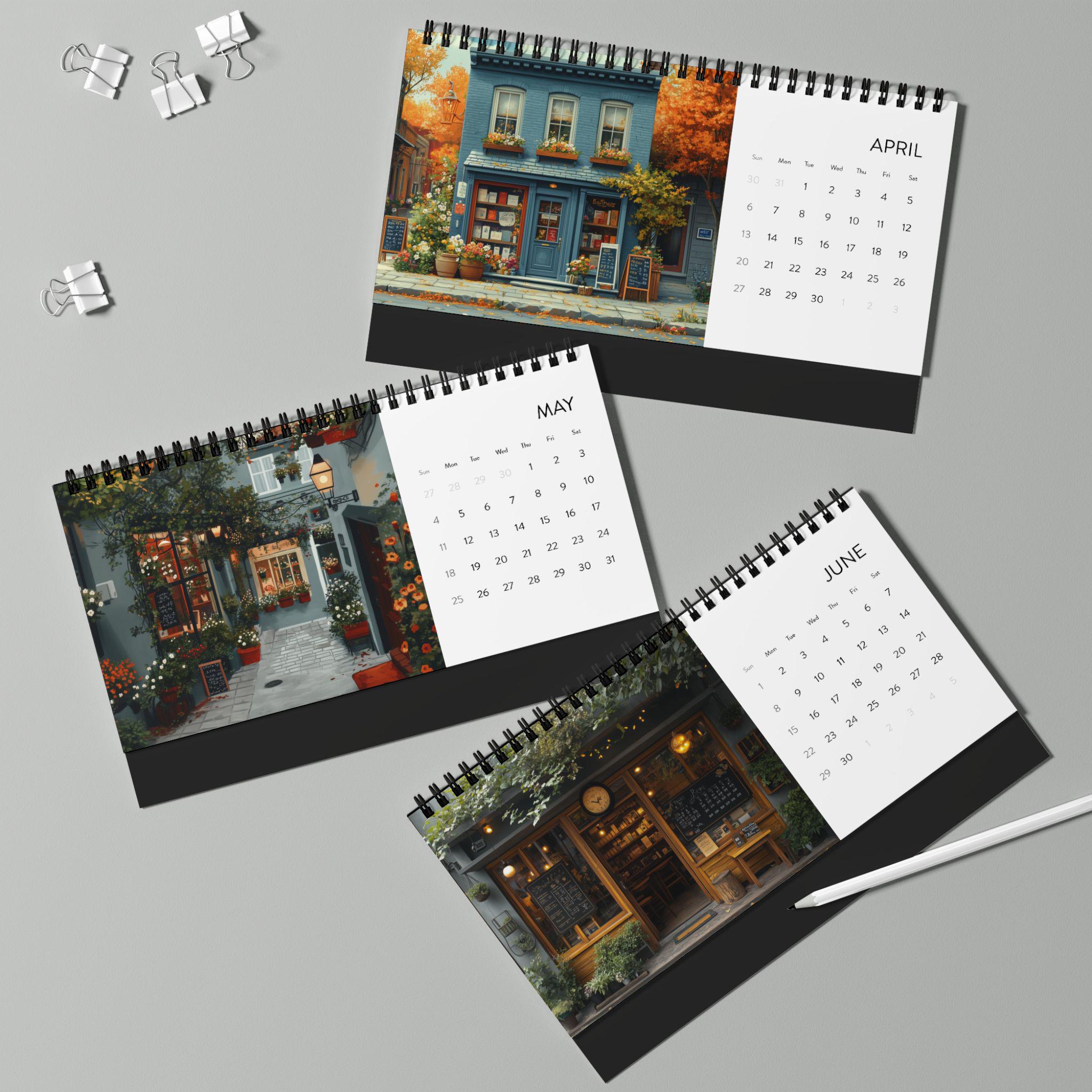 2025 Shops and Markets Desk Calendar Yearly Planner Monthly Scheduler ...