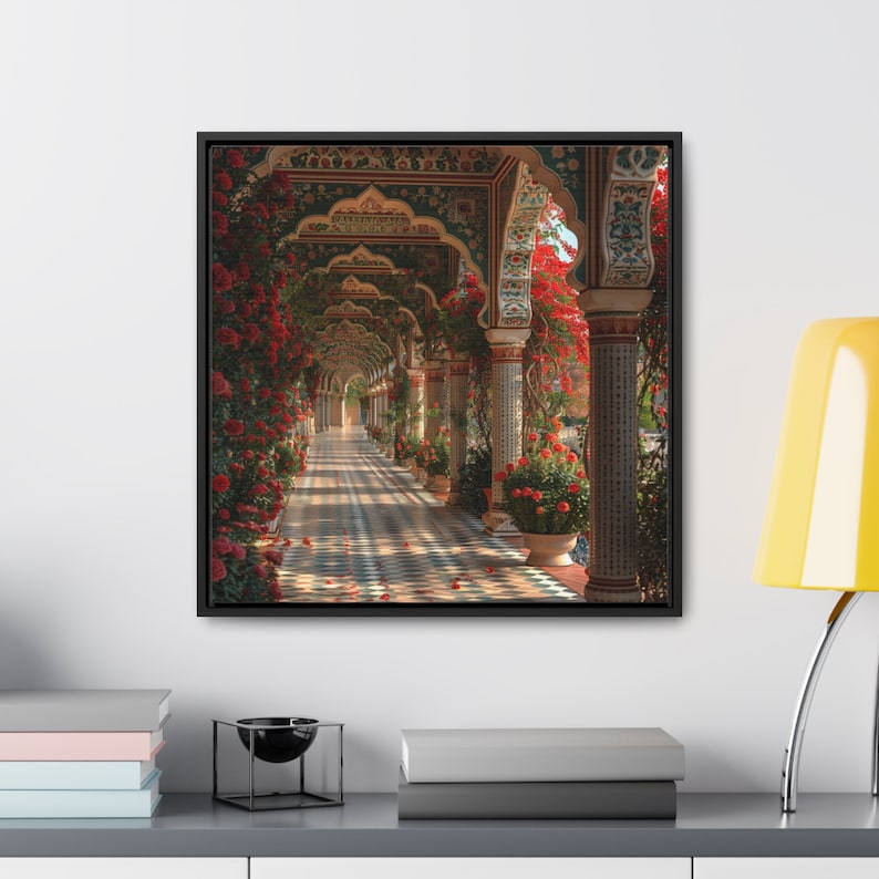 Mughal Style Art Palace Painting, Gallery Canvas Square Frame, Mughal ...