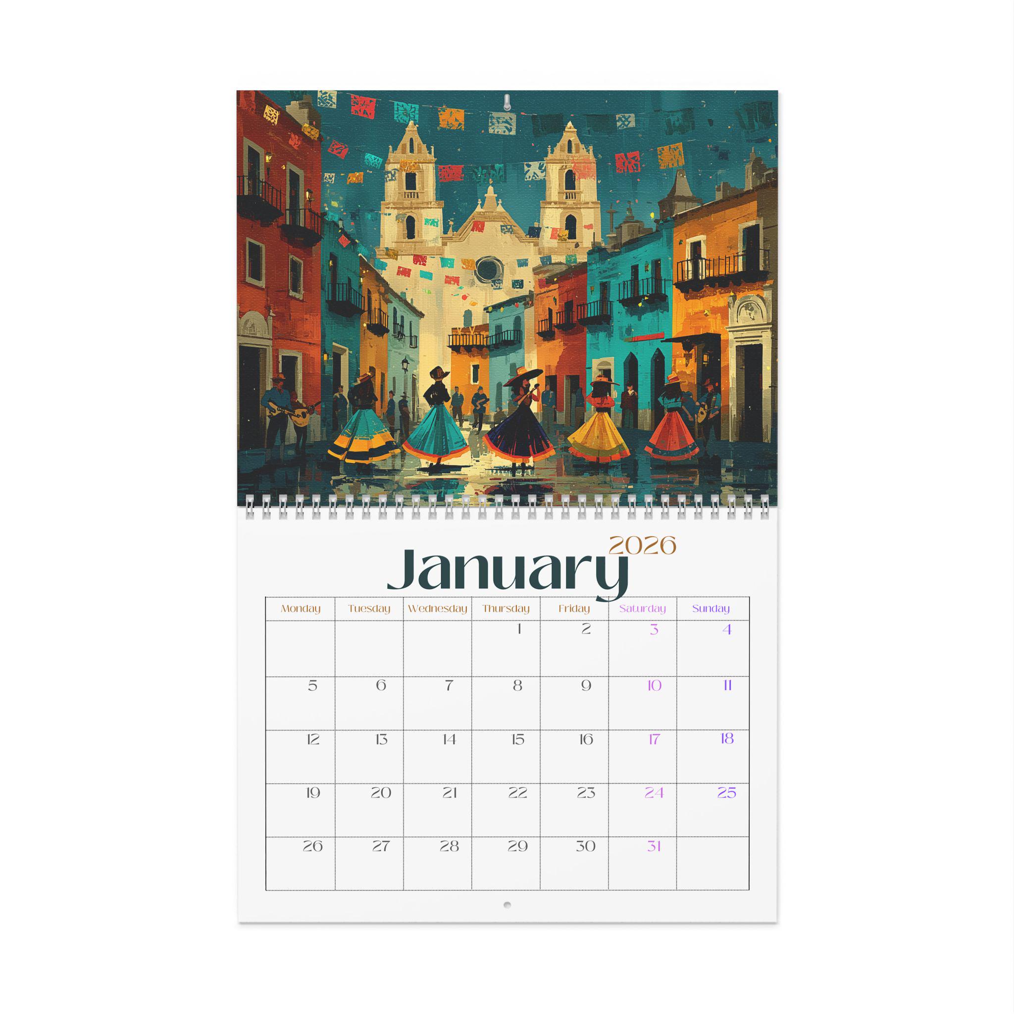 2026 Mexican Art Wall Calendar, Sizes 11x8.5 & 14x11.5 Yearly Planner ...