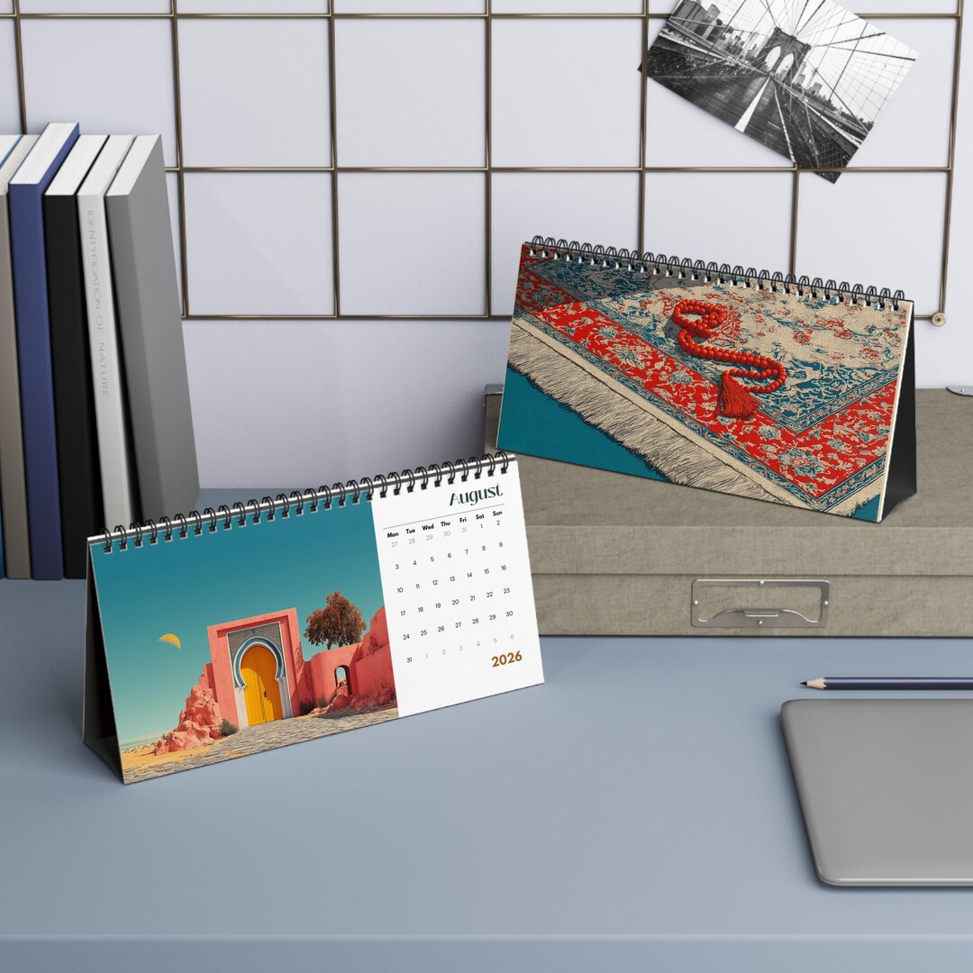 2026 Islamic Art Office Desk Calendar, Size 10" X 5" Minimalist Ramadan ...