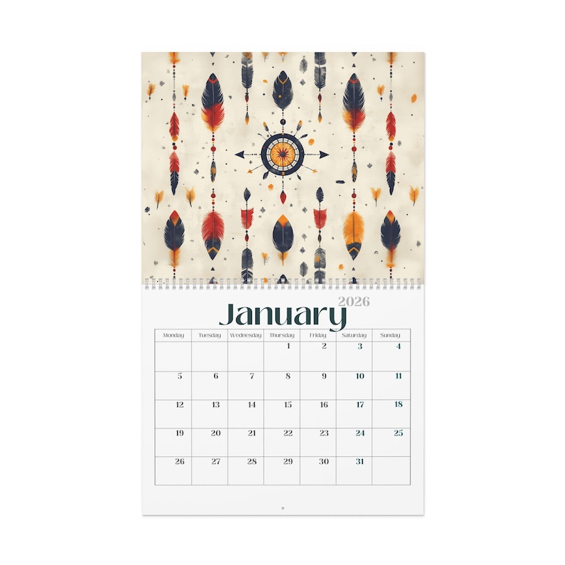 2026 Native American Art Wall Calendar Yearly Monthly Scheduler, Office ...