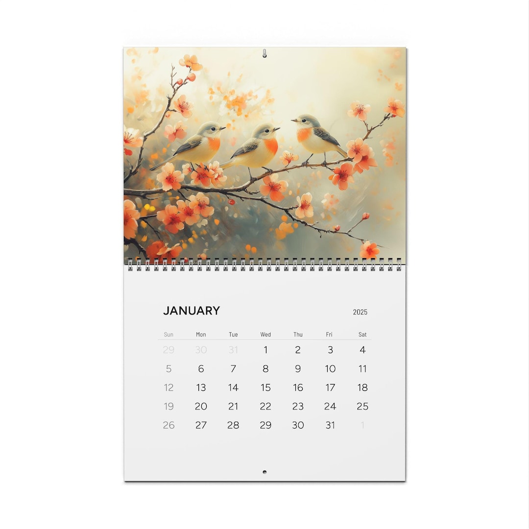 2025 Birds Wall Calendar Yearly Wall Planner Monthly Scheduler Office ...