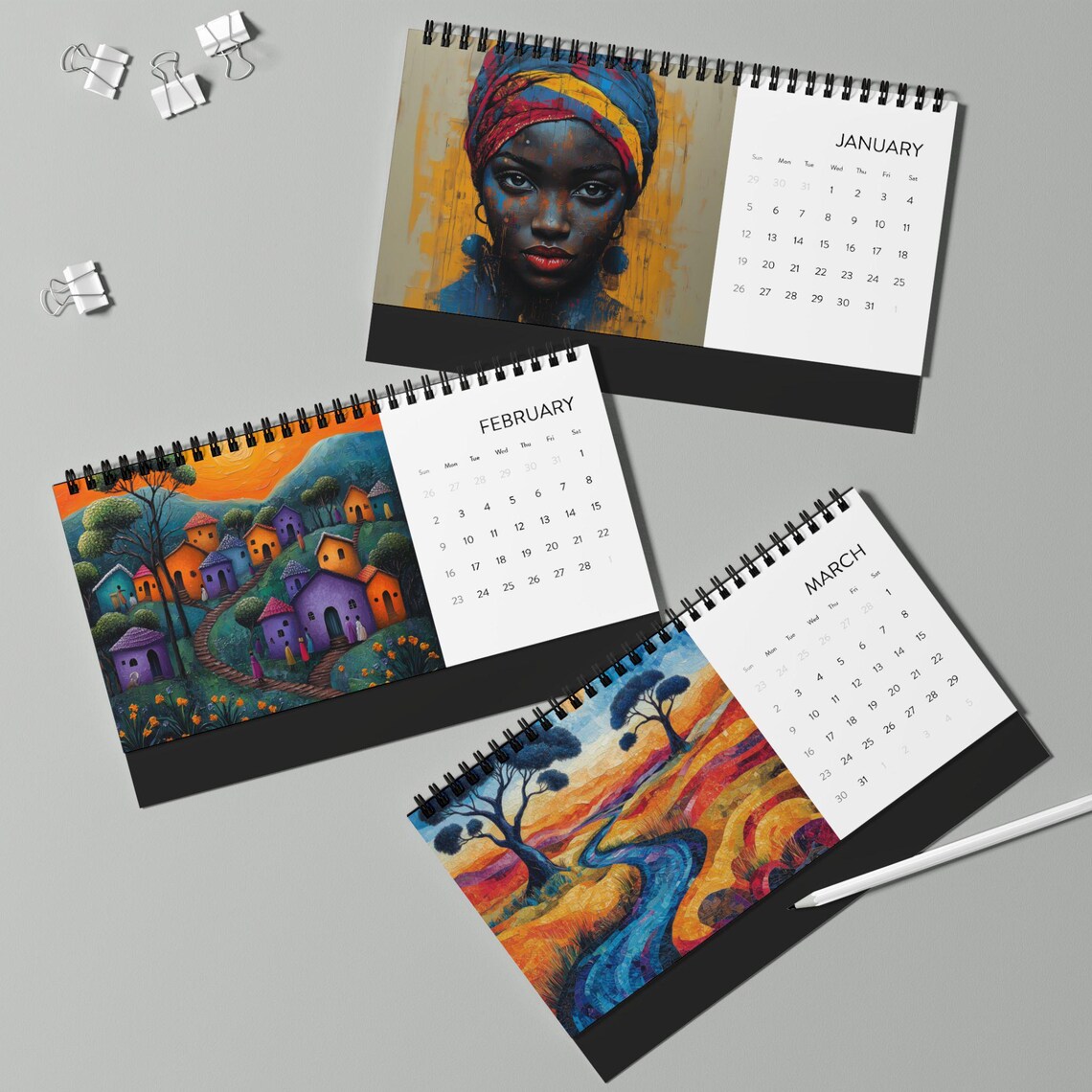 African Culture Desk Calendar 2025 - Ethnic Art Style Calendar, Tribal ...