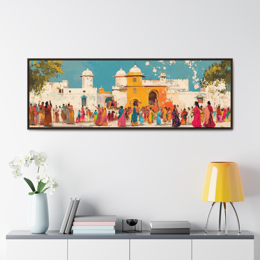 Mughal Style Palace Canvas Painting Framed Wall Art Afghan Pakistani ...