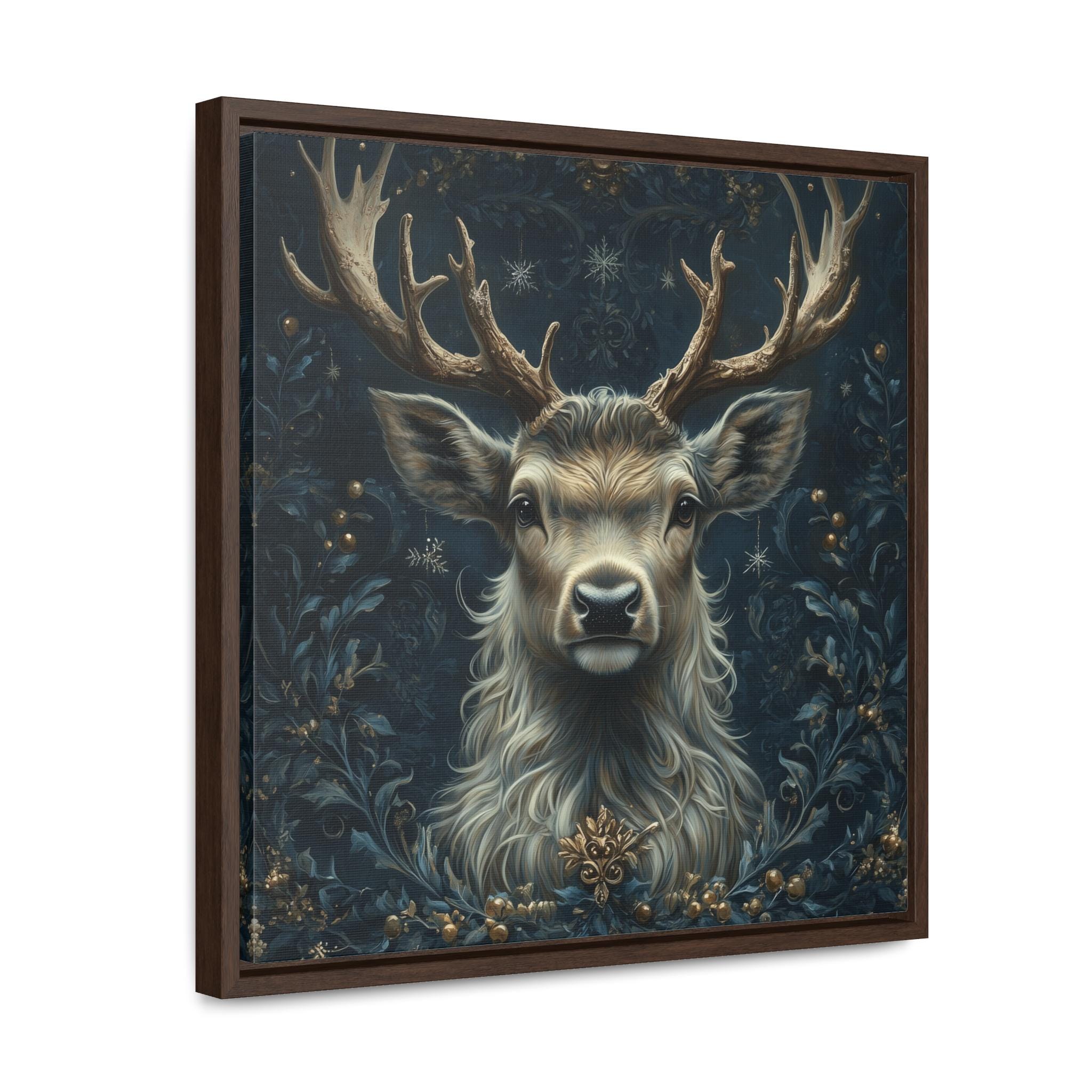 Majestic Christmas Reindeer Portrait Canvas Framed Wall Art, Xmas Decor ...
