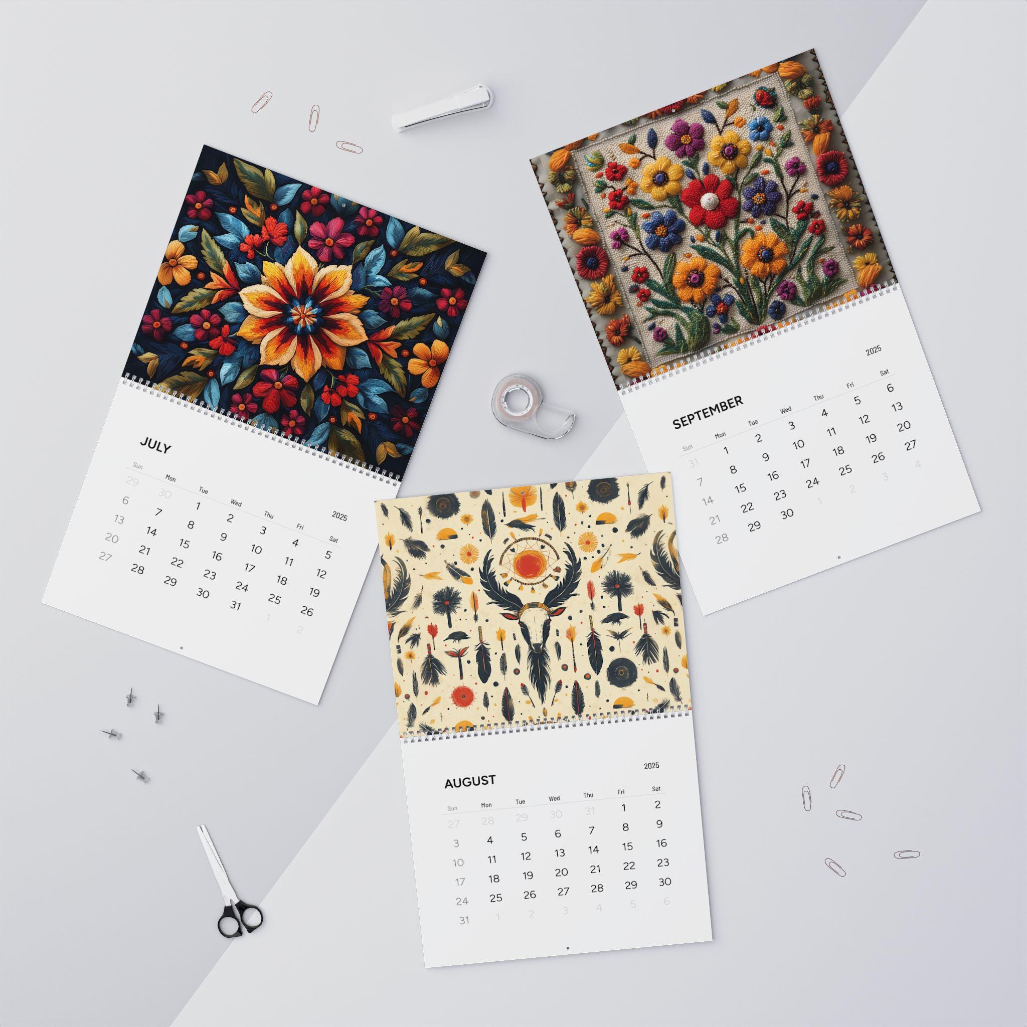 2025 Native American Art Wall Calendar Yearly Monthly Scheduler, Office ...