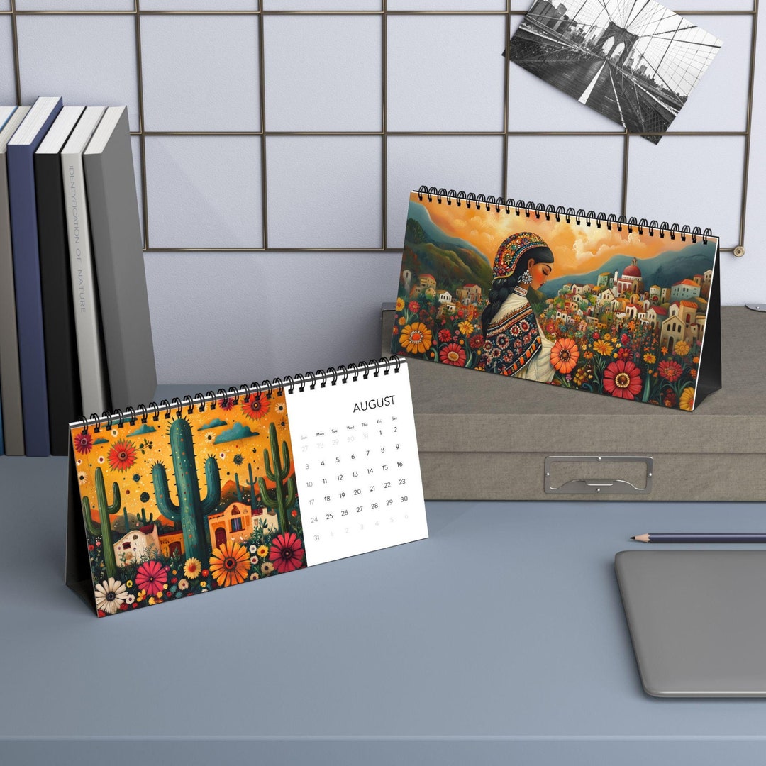 2025 Mexican Art Desk Calendar Yearly Planner Monthly Scheduler Office ...