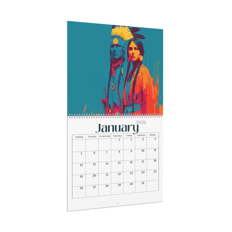 2026 Native American Art Wall Calendar Sizes 11x8.5 & 14x11.5 Yearly ...