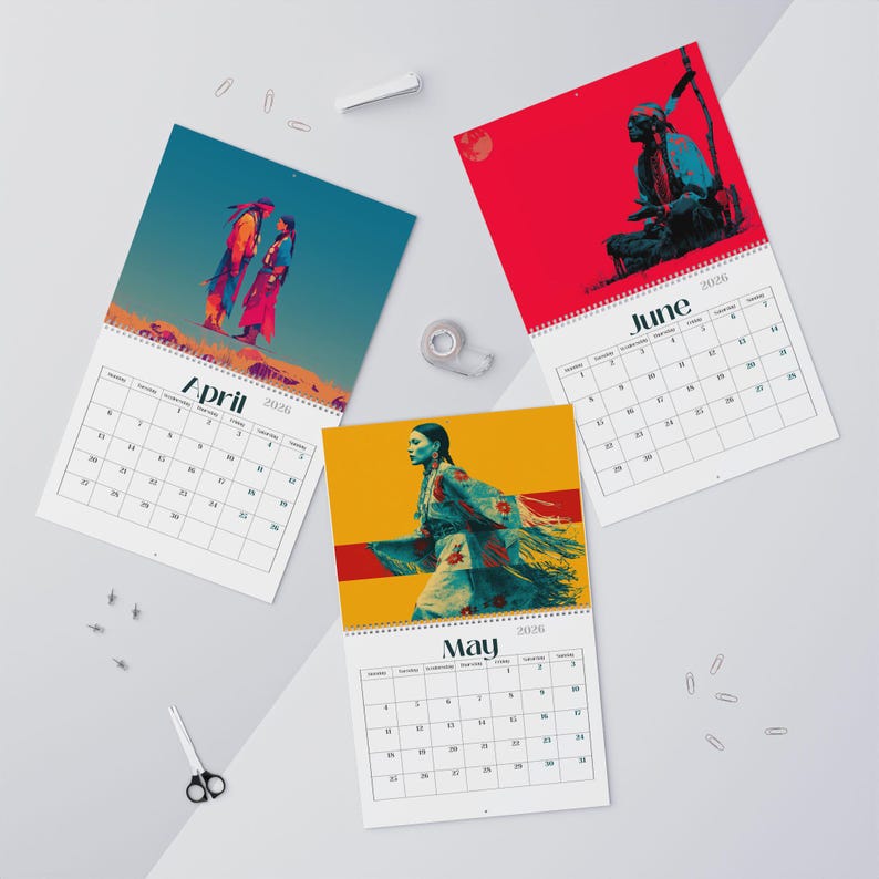 2026 Native American Art Wall Calendar Sizes 11x8.5 & 14x11.5 Yearly ...