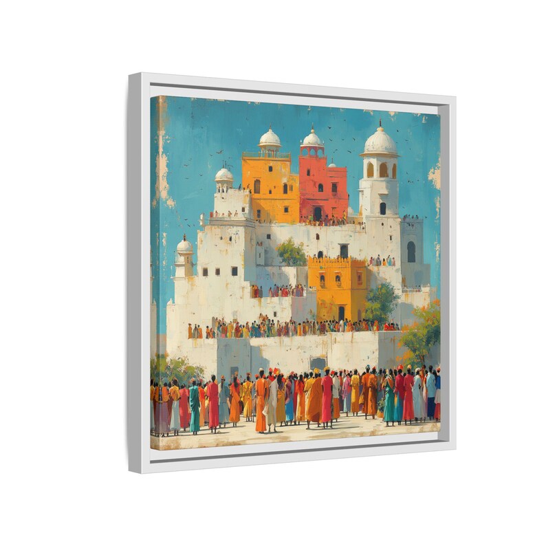 Traditional Indian Village Palace Framed Wall Art Pakistani Indian Desi ...