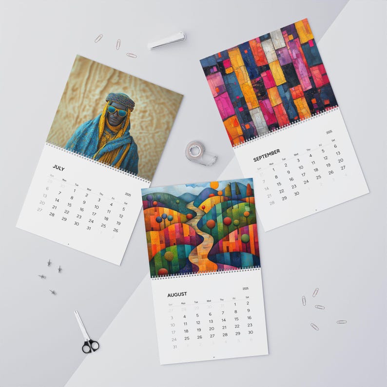 2025 African Art Wall Calendar Yearly Planner Monthly Scheduler Office ...